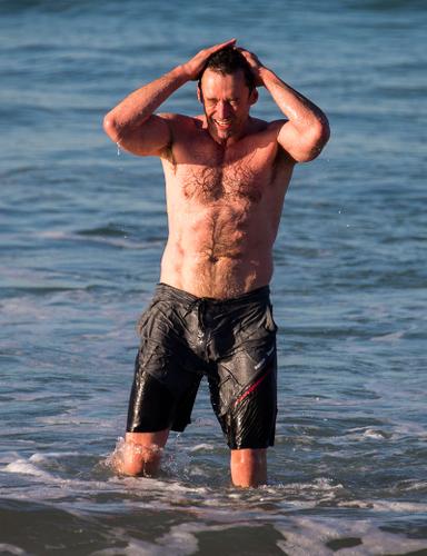 Hunk In Trunks Shirtless Hugh Jackman Shows Off Six Pack Abs