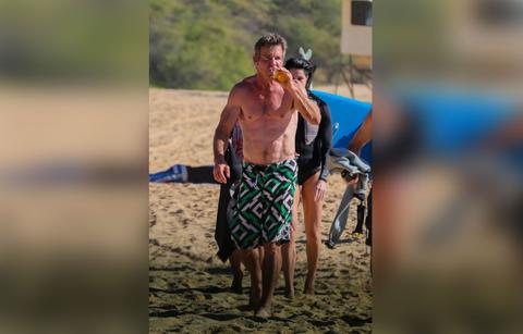 Shirtless Denis Quaid Shows Abs With Bikini-Clad Girlfriend