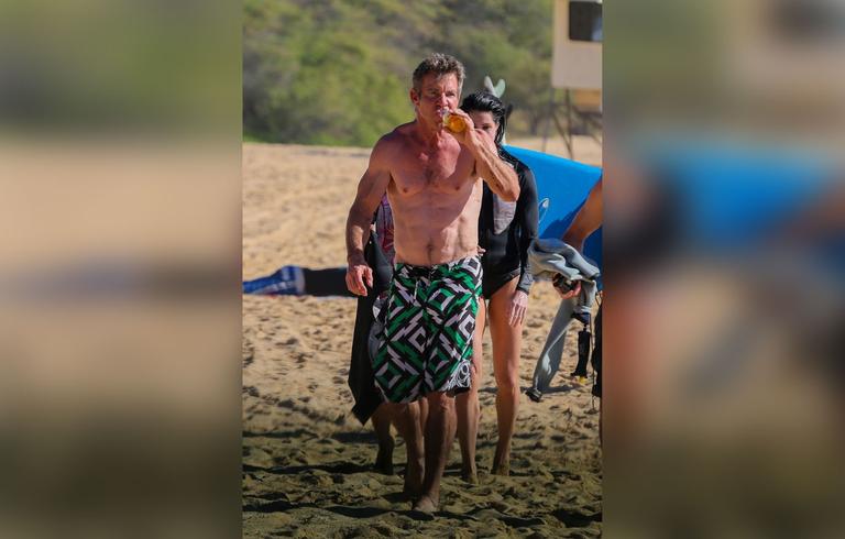 Shirtless Denis Quaid Shows Abs With Bikini-Clad Girlfriend