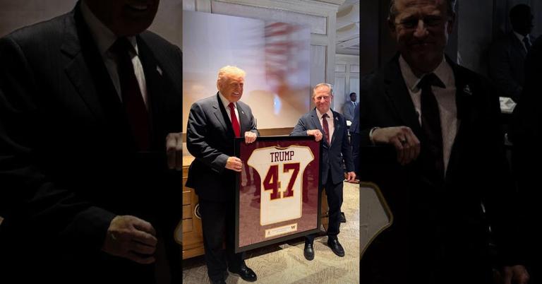 Donald Trump's Right Hand Appears Covered In Makeup at NFL Appearance