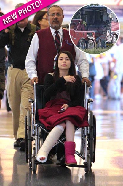 Miranda Cosgrove In Cast And Wheelchair After Tour Bus Accident