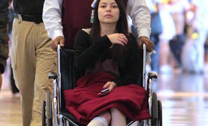 Miranda Cosgrove In Cast And Wheelchair After Tour Bus Accident