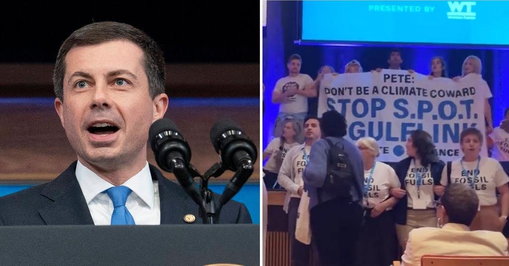 Pete Buttigieg Humiliated' by Climate Protestors Chasing Him Off Stage