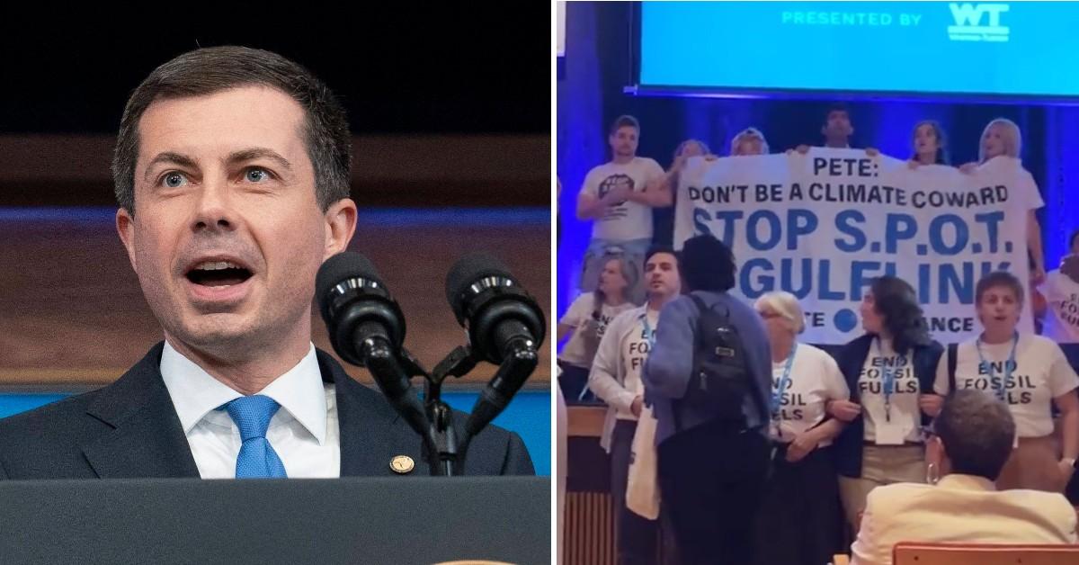Pete Buttigieg Humiliated' by Climate Protestors Chasing Him Off Stage