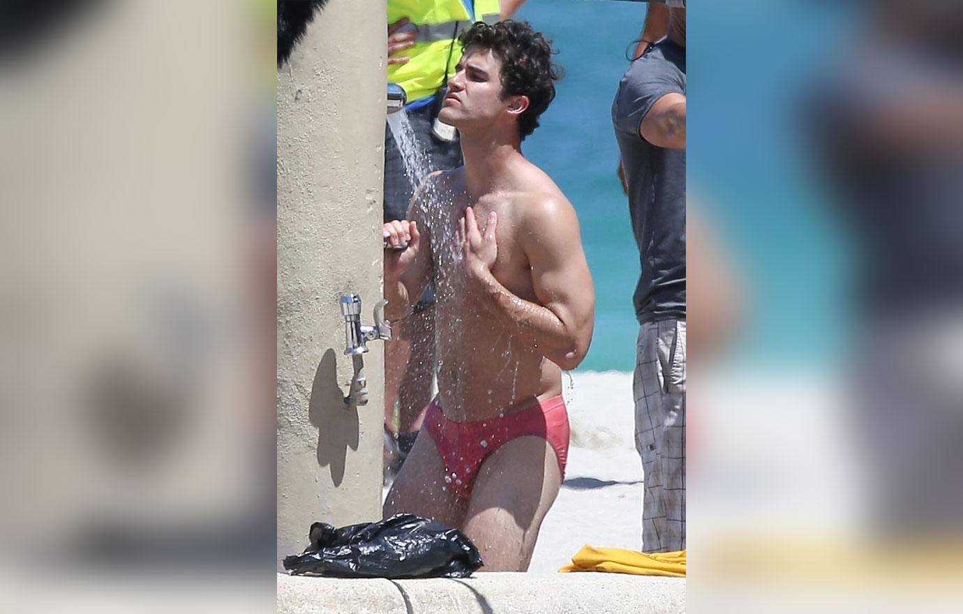[PICS] Darren Criss Shirtless Speedo -- Filming American Crime Story Versace